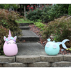 Decorae Halloween Pumpkin Kit Sets (Unicorn and Mermaid Theme), 13 Reusable Metal Accessories for Halloween Fall Pumpkin Face Decorating