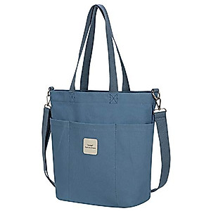 Iswee Canvas Tote Bag Cross-body Handbags Women Shoulder Bag Casual Top Handle Bag (Blue)