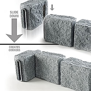 Beuta Greystone Left Turn Block – Landscape Edging for Lawn & Garden, Easy No Dig Installation and Connects to Other Beuta Blocks, Heavy Duty Composite Resin Flex Wall Stone - 1 pc.