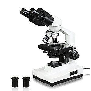 Vision Scientific VME0007B-100-LD Binocular Compound Microscope, 10x WF Eyepieces, 40x—1000x Magnification, LED Illumination, Coaxial Coarse & Fine Focus, 1.25 N.A. Abbe Condenser