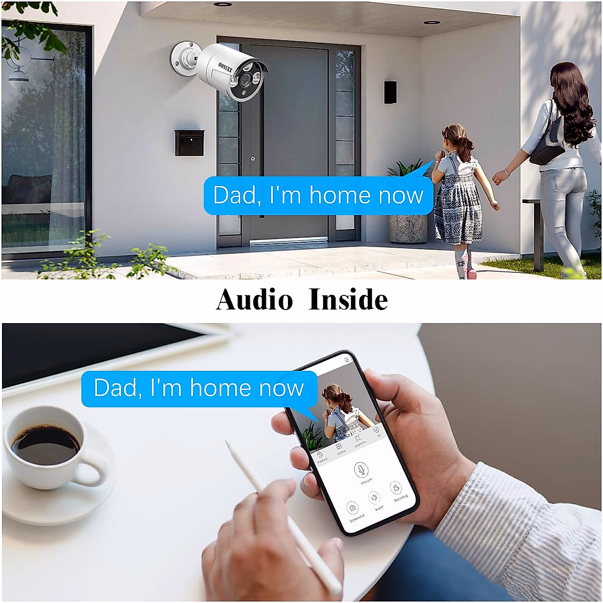 (HD 2.7K 5.0MP with Audio) 60 Days Storage Outdoor Wired Security Camera Systems PoE Outdoor Surveillance Video System