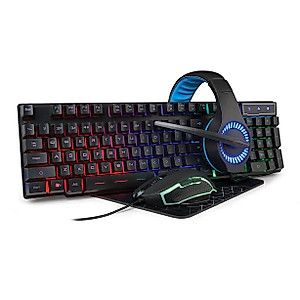 Smart Gear Rainbow Mechanical Gaming Keyboard and Mouse and Headphones Combo, Smart Gear PC Gaming Bundle (STG-6677-KB)