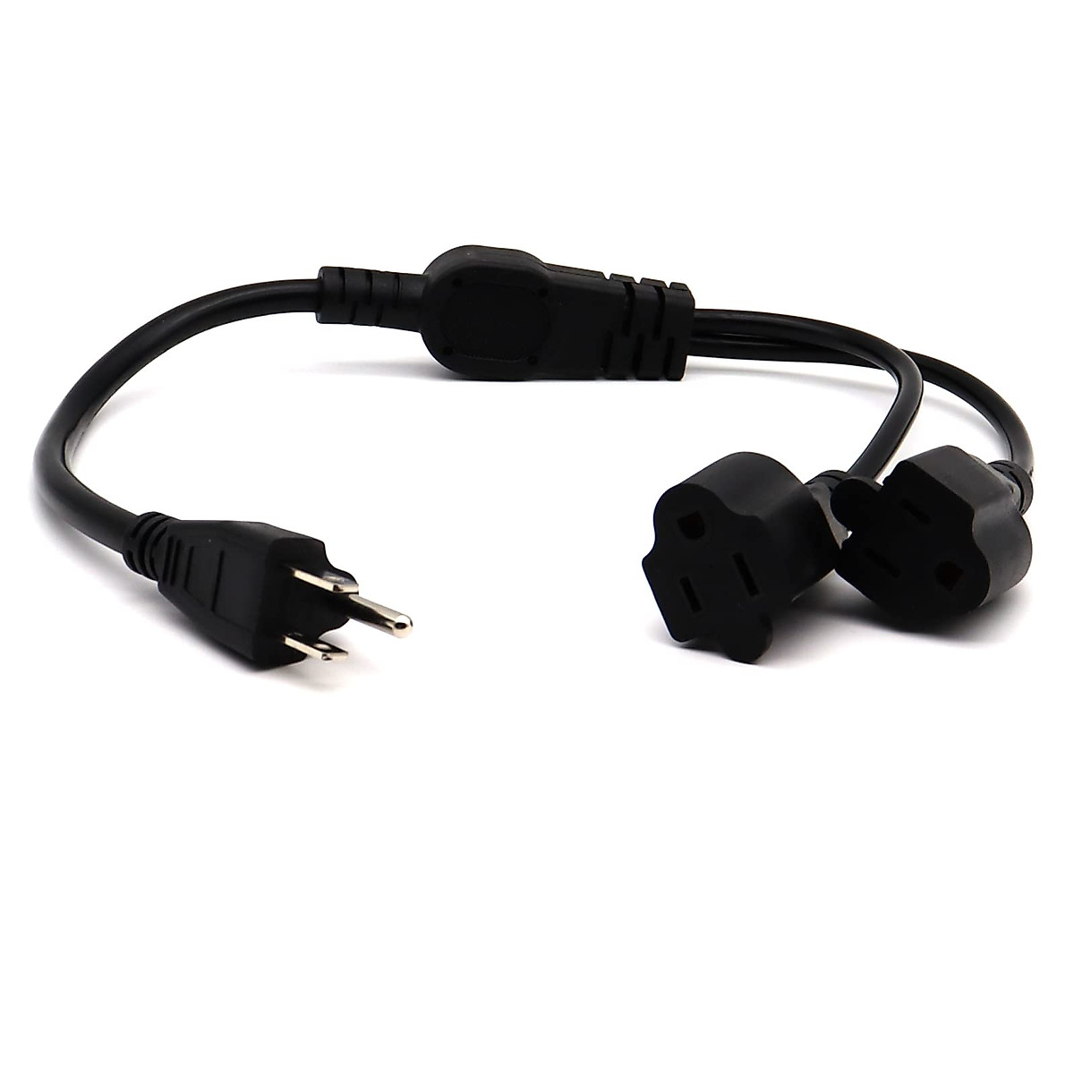 LOKEKE Replacement AC Y Splitter Extension Cable, 3 Prong 1 to 2 Outlet TV Power Cord Cable for Computers Moniters Laptops Printers, 10A 250V Universal Extension Cable