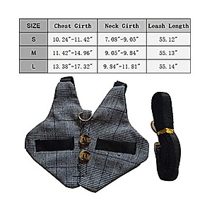 Cute Rabbit Harness and Leash for Walking，No Pull Adjustable Formal Suit Style Plaid Stripe Harness for Rabbit Kitten Chinchilla, Squirrel, Marten & Mink Small Animal（2 Pcs） (M)