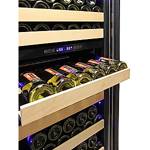 Vinotemp 215 Bottle Wine Cooler Refrigerator, Built-in or Freestanding Wine Fridge with Digital Temperature Control, Glass Door and Safety Lock, Right Hinge, 215 Bottle, Black