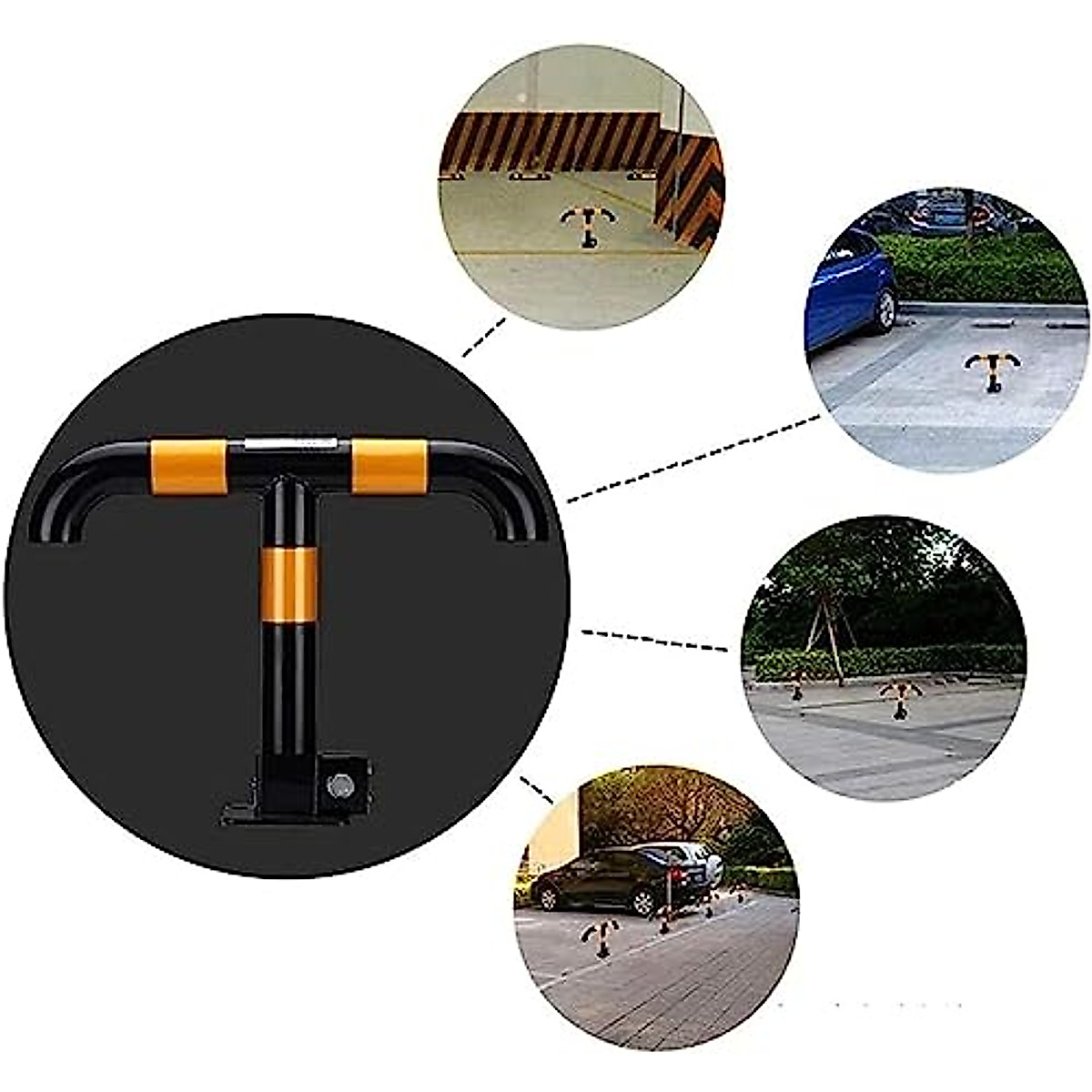 Parking Barrier Post Safety Bollard T-Shaped Heavy Duty Car Parking Space Lock Bollard Folding Lane Parking Barriers Security Posts for Private, Business, with Screws & Key (Color : Yellow, Size : 5
