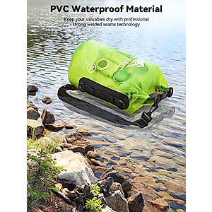 HEETA Dry Bag Waterproof for Women Men, Roll Top Lightweight Dry Storage Bag Backpack with Phone Case for Travel, Swimming, Boating, Kayaking, Camping and Beach (Transparent Lemon Green, 10L)