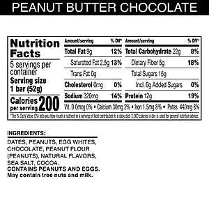 RXBAR Protein Bars, 12g Protein, Gluten Free Snacks, Peanut Butter Chocolate (6 Boxes, 30 Bars)