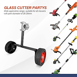 KALAWW Adjustable String Trimmer Support Wheel Attachment 28mm(1.1 inch) and 26mm(1inch) for Weed String Trimmer Grass Cutter Parts Gas String Trimmer Petrol/Electric Brushcutter Strimmer