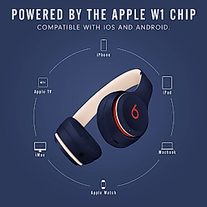 Beats Solo3 Wireless On-Ear Headphones - Apple W1 Headphone Chip, Class 1 Bluetooth, 40 Hours of Listening Time, Built-in Microphone - Club Navy (Latest Model)