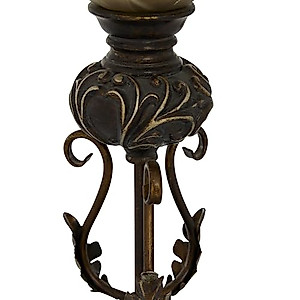 Deco 79 Metal Room Uplight Antique Style Decorative Lamp with Scrolls, Table Lamp 7" x 7" x 20", Brown