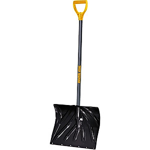 True Temper 1627200 Poly Snow Shovel/Pusher with Steel Handle and D-Grip