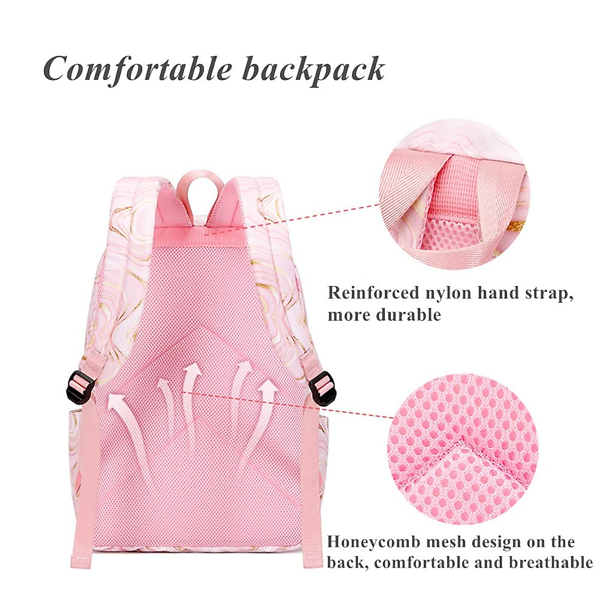 3 Piece Teen Girls Backpack Set Kids Bookbag with Lunch Box Elementary School Outdoor Bag