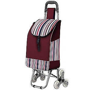 Shopping Trolley on Wheels Upgraded , 2In1 Folding Shopping Cart Max Capacity,Labor Saving for Stair Climbing with Adjustable Bungee Cord, Noiseless 3 Wheels