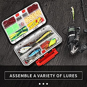 TRUSCEND Fishing Tackle Box Organizer and Storage, Waterproof Plastic Ice Fishing Lure Box, Small Bulk Saltwater Fishing Tackle Box Container for snacks with Adjustable Dividers, Fishing Gifts for Man