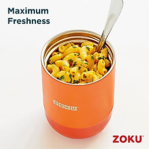 ZOKU - Insulated Food Canister, Wide Mouth Food Jar, Lightweight, Stainless Steel, Leakproof Thermos, Easy to Clean, BPA Free, For Adults and Kids (Silver) (16oz)