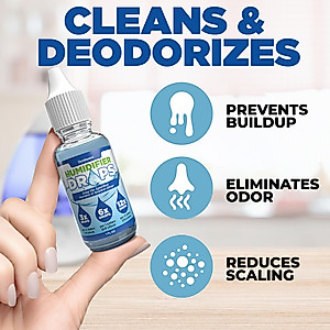 [2 Pack] Humidifier Drops for Cleaning - Food Grade Humidifier Cleaner Slows Buildup & Scaling - Cleans & Deodorizes Water - Suitable for All Humidifier Models - 200+ Day Supply - Made in USA