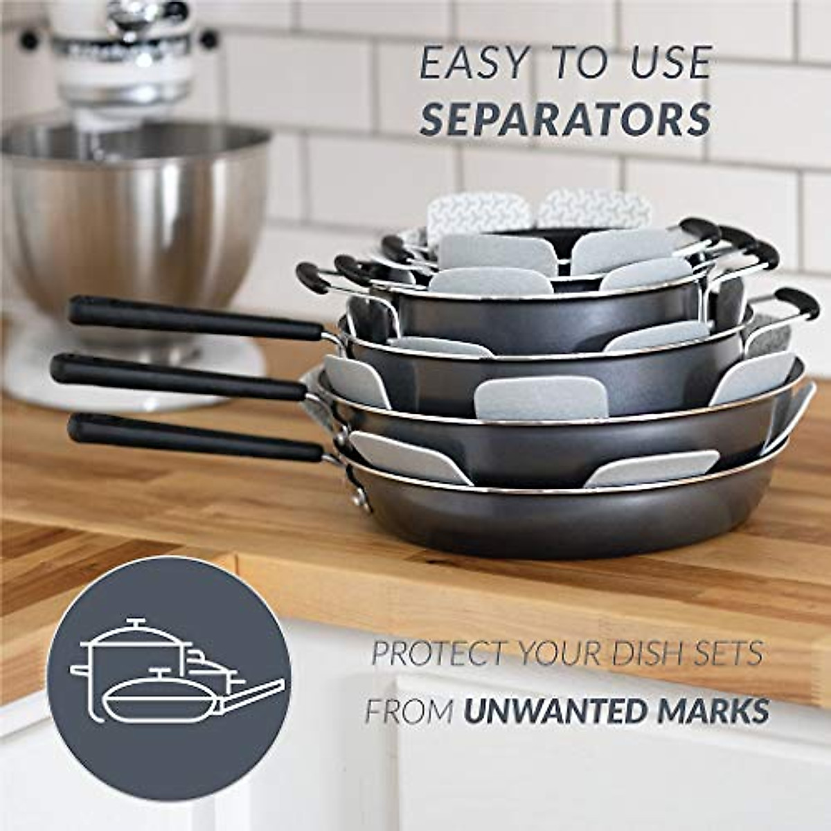 Pan and Pot Protectors - Set of 6-16" long - Cookware Protector Set/Pots and Pans Dividers/Pans Separator Anti-Slip to Avoid Scratching or Marring When Stacking