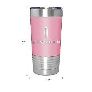 iPick Image for Lincoln Logo 20 oz Dual-Wall Insulated Stainless Steel with Pink Silicone Sleeve Travel Tumbler