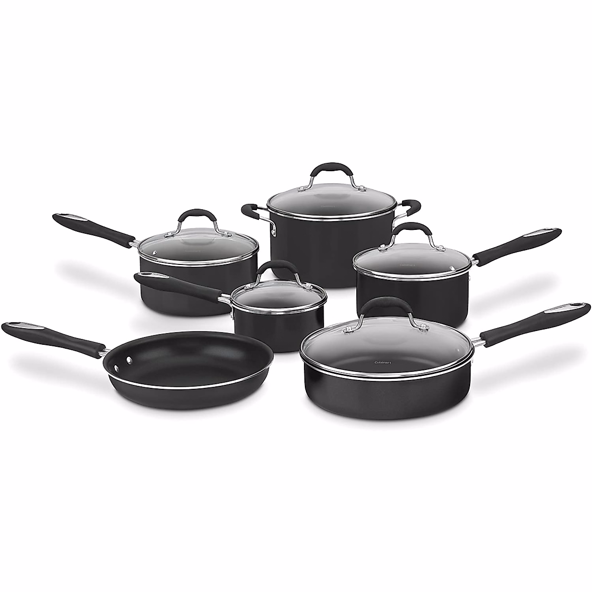 Cuisinart 11-Piece Set Advantage Nonstick Cookware, Black & 622-20 Chef's Classic 8-Inch Open Skillet Nonstick-Hard-Anodized