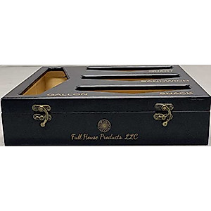 Bamboo Bags Storage for Kitchen drawer organizer, Kitchen organization, Baggie organizer, Ziploc bag organizer, Sandwich Bags UPDATED FOR 2023! Now with hinges, latches, and dividers! (Black)