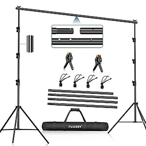 FUDESY Photo Video Studio 10 x 10Ft Heavy Duty Adjustable Backdrop Stand,Background Support System for Photography with Carry Bag,Two Pieces Spring Clamps