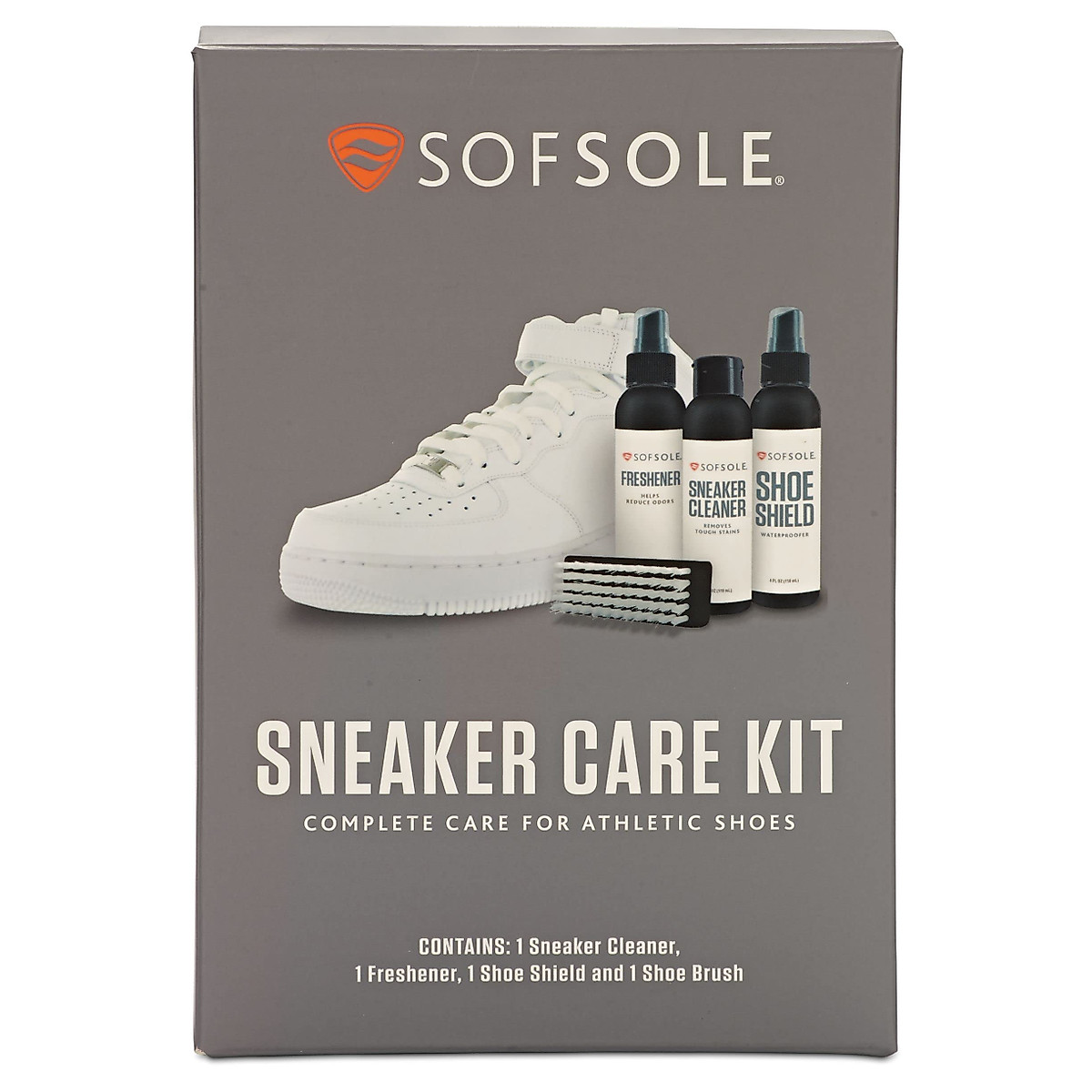 Sof Sole Sneaker Care Kit with Cleaner, Freshener, Shoe Shield and Scrub Brush