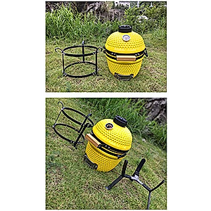 RJMOLU Smoker BBQ Grill for Charcoal and Kettle Barbecues, Outdoor Kitchen Style Egg Ceramic BBQ Grill for Picnic Garden Terrace Camping Travel, Suitable for 3-5 People, 13"