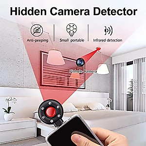Hidden Devices Detector Hidden Camera Detectors Anti Spy Detector Camera Finder Spy LED Hidden Device Detector with Infrared Viewfinders Pocket Sized USB-C & Lightning Charging (Lightning Black)