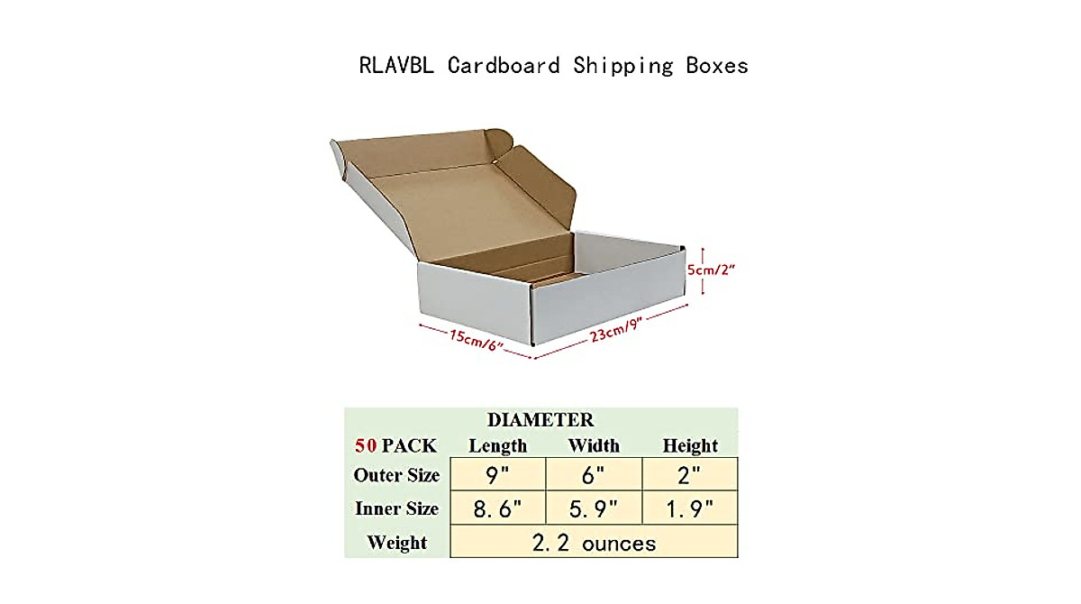 RLAVBL 9x6x2 Shipping Boxes Set of 50 - Eco-Friendly Mailers
