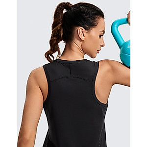 CRZ YOGA Lightweight Tank Top for Women Racerback Sleeveless Workout Tops High Neck Athletic Running Shirts Black Large