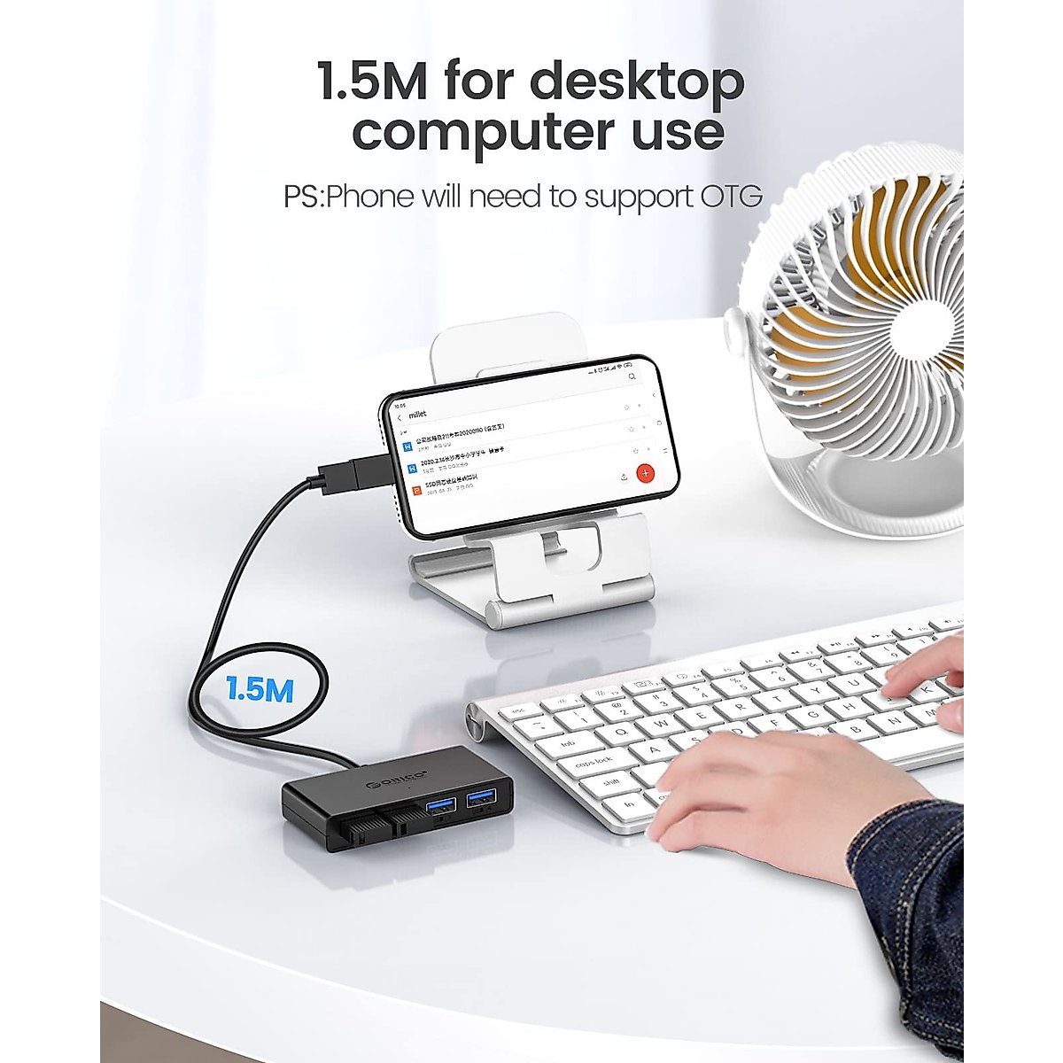 ORICO 4-Port USB 3.0 hub, USB hub 3.0 with Power Supply Port[Charging Not Supported], 5 ft Data Cable for Desktop, iMac, Surface Pro, XPS, USB Flash Drives, Mobile HDD, and More - Black
