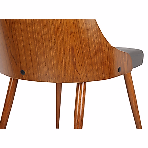 Armen Living Lily Dining Chair in Grey Faux Leather and Walnut Wood Finish 20 x 31 x 23