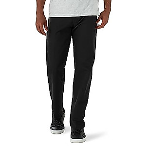 Lee Men's Total Freedom Stretch Relaxed Fit Flat Front Pant, Black, 40W x 29L