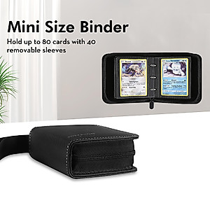 Mini Size Card Binder for Pokemon Cards, iofeiwak® 2x2 2 Pockets with 40 Removable Sleeves, Holds 80 Cards, Super Lightweight [Ideal Gift for Kids]
