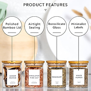 Laramaid 6oz 12Packs Glass Jars Set, Cylinder Spice Jars with Bamboo Lids and Customized Labels, Food Storage Container Canisters for Home Kitchen, Spice, Herbs, Seasoning, Seed, Tea, Sugar, Salt