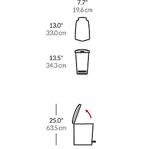 simplehuman 10 Liter / 2.6 Gallon Compact Slim Bathroom or Office Step Trash Can, White Plastic