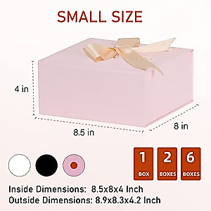 CHARMGIFTBOX Gift Boxes with Lids, 8.5"x8"x4" Pink Gift Box with Ribbon Card Fancy Gift Wrap Boxes for Wrapping Presents Festival Anniversary Birthday Weddings Gift Box for Girlfriend Mother's day
