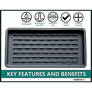 Sponge Holder - Sink Caddy Organizer - Kitchen Bath Vanity Tray - Soap, Cleaning Brush, and Scouring Pad Multi-use Silicone Tray – Non-Slip, Heat Resistant and Dishwasher Safe – 11” X 5.5” - Gray