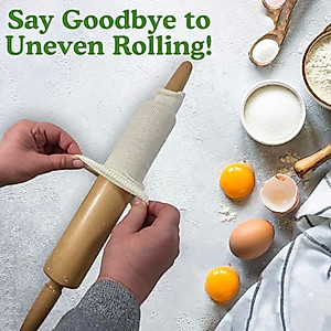 Regency Wraps Rolling Pin Cover for Non-Stick Dough Rolling, 100% Cotton Absorbs Excess Four So Pastries Come out Light and Flakey, 15" Pack of 2