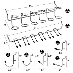FALPRO 170PCS Pegboard Hooks Assorted | Peg Board Hooks for Hanging Tools - Ideal for Pegboard Organizer