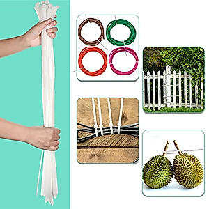 50 Pcs Zip Ties Heavy Duty Strong Large Cable Industrial Sturdy Wire Ties, Awnings Tying Branches Bundling of Crops Fixed Water Pipes(White,24 inch x 7.9 mm)
