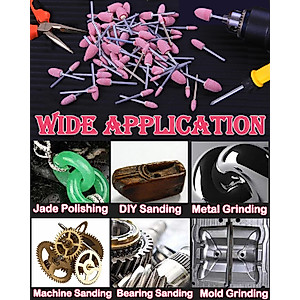 SHITIME 72 Pack Grinding Stone Set 1/8" Shank, Sanding Drill Bit for Rotary Tool Flap Wheel for Grinding, Polishing, Deburring Ferrous Metal(12/10/8/6/5/4mm Bullet Shape)