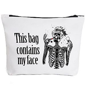 IHopes+ Funny Skeleton Makeup Bag Gift for Women Best Friends Sister | This Bag Contains My Face Makeup Zipper Pouch Bag Cosmetic Travel Accessories Bag Gifts halloween gifts