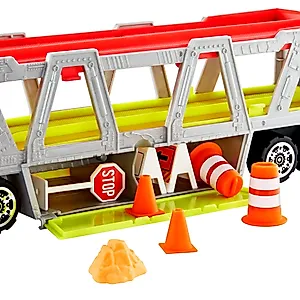 Matchbox Construction Hauler Detachable Cab Holds 16 Vehicles Plus Metal die-cast Tractor and Parts for Realistic Story Play Great Gift Ages 3 and Older