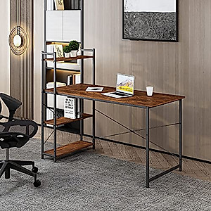 Decoholic Computer Desk with Storage Shelves Modern Simple Style PC Desk for Home Office (55 inch)