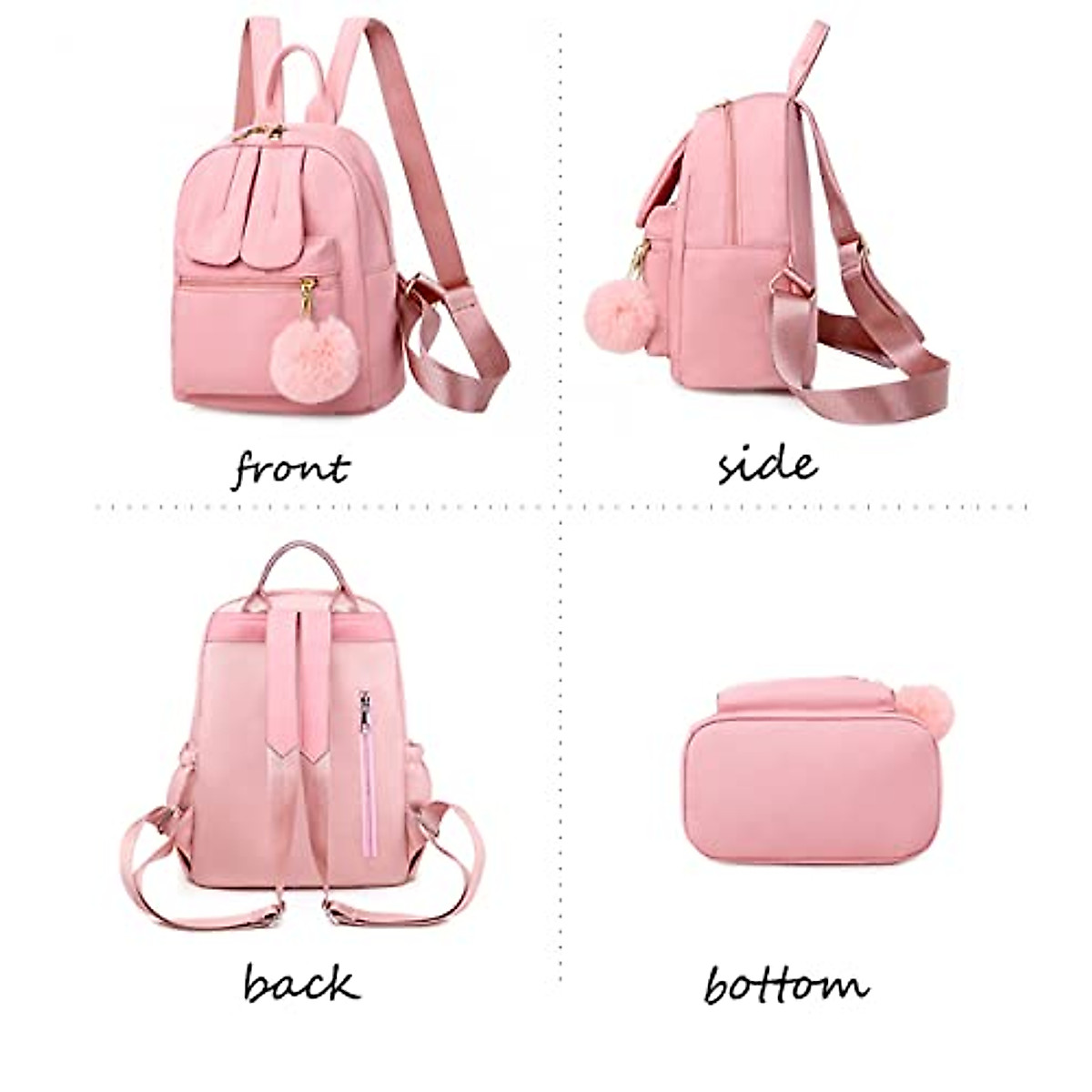 ZFOFLIK Bunny Backpack for Gilrs,Mini Purse Backpack Cute Kawaii Backpack Small Bunny Purse backpack with Plush Pendant(Pink)