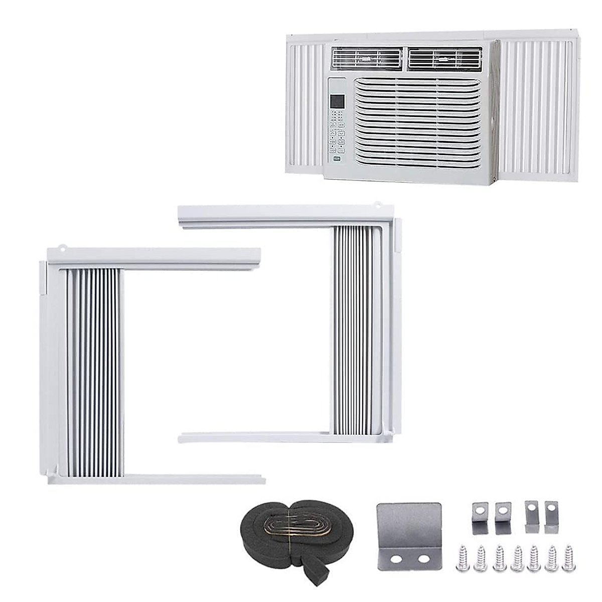 Window Air Conditioner Side Panels with Frame, 2023 New Air Conditioner Accessories Room AC Accordion Filler Curtain Kit Replacement, Adjustable Insulation AC Side Panel Include Frames