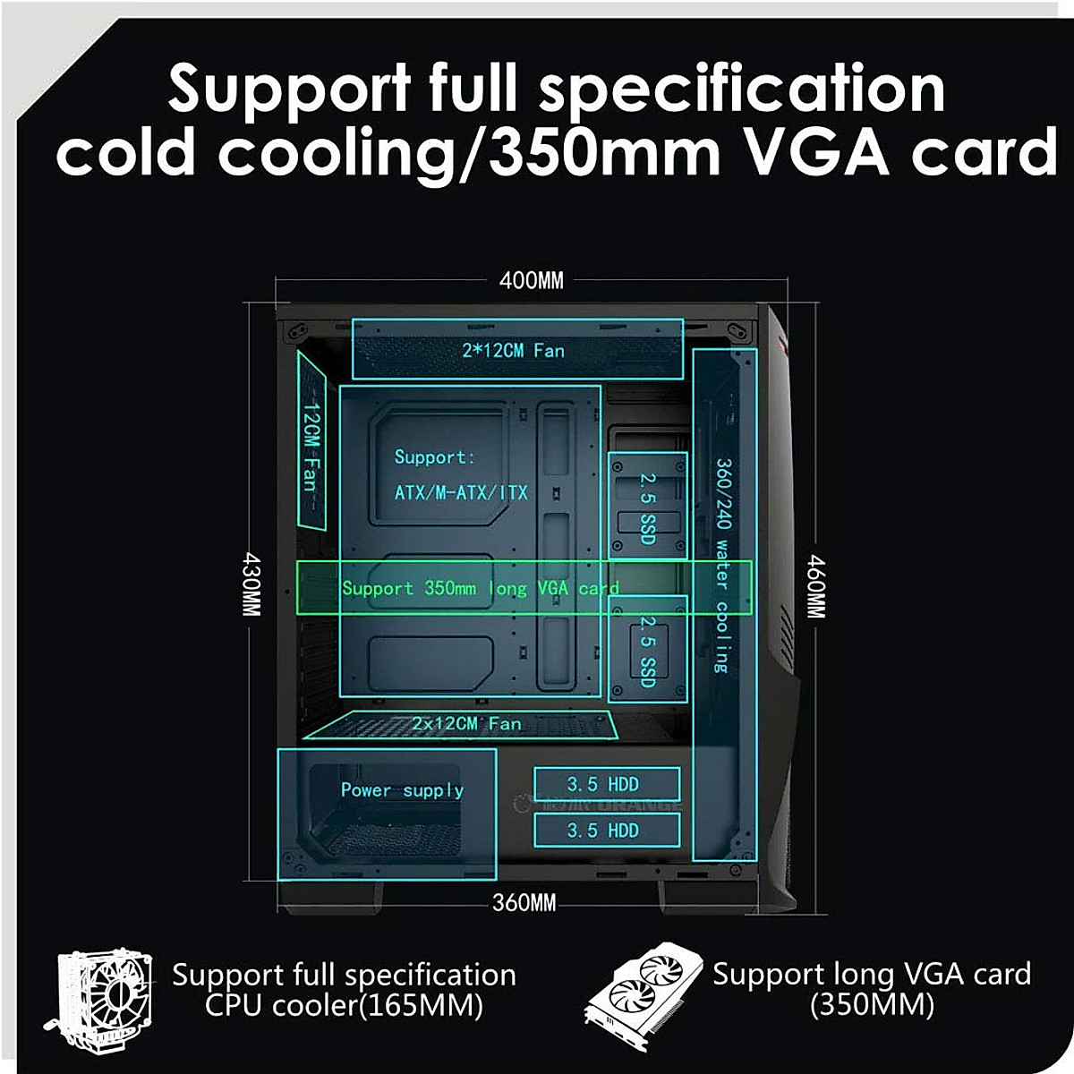 Apevia Crusader-F-PK Mid Tower Gaming Case with 1 x Full-Size Tempered Glass Panel, Top USB3.0/USB2.0/Audio Ports, 4 x RGB Fans, Pink Frame