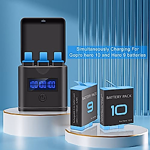 Suptig Battery Charger Compatible for GoPro Hero 11, Hero 10, GoPro Hero 9 Black, 3-Channel Battery Charger Station for Hero 10 Hero 9